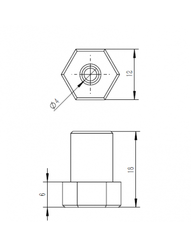 5mm Brass Hex Mounting Hub-Hexagonal-12*12*18mm (Robotique)