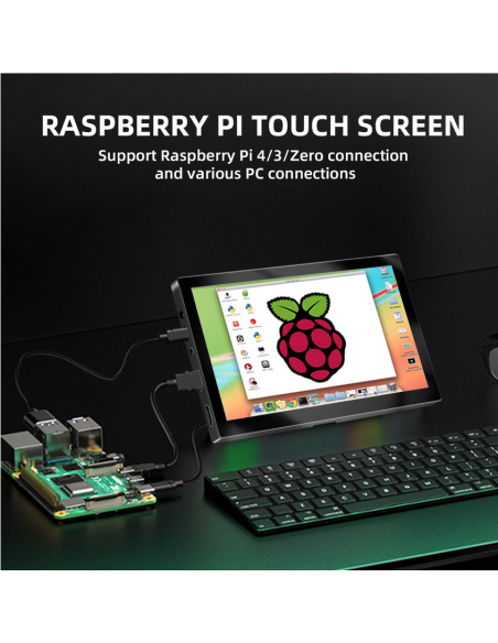 Moniteur 7 Pouces HDMI, 1024x600, TFT, 60Hz, LCD, Tactile 5 Points, pour Raspberry Pi, Win