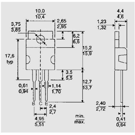 D45H8G Transistor, PNP Simple, -10 A, -60 V, TO-220AB, 3 broches
