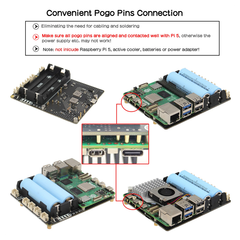 Geekworm X1201 2-Cell 18650 5.1V 5A UPS Shield for Raspberry Pi 5 Series
