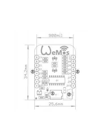 D1 Mini (Wemos ESP8266, Arduino-compatible layout, wifi, 80/160Mhz, 4Mb ...
