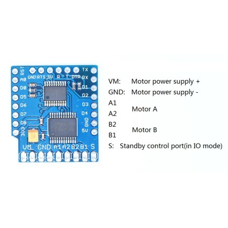 WeMos D1 Mini Motor Drive Shield - Pilotage Moteurs I2C | HackSpark