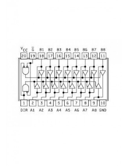 74HCT245D Transceiver, 3-state Non-Inverting 1 Element 8 Bit per Element 3-State Output 20 ( CMS ...