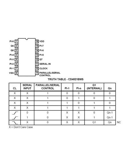 CD4021BE 8bit Shift Register (parallel to serial)