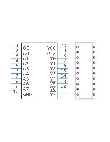 CD74HC540E Octal Buffer & Line Driver, 3-State, Inverting, 2 → 6 V, 20-Pin PDIP (DIP)