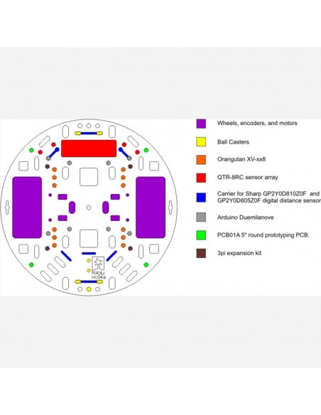 2WD Pololu 5" Robot Chassis RRC04A Solid Light-Blue (Arduino Compatible) (Robotique)
