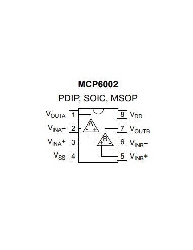 MCP6002 E/P Amplificateur opérationel 1MHz 1,8÷5,5V Canaux: 2 DIP8
