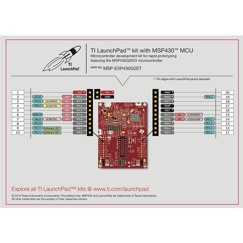 LaunchPad MSP-EXP430G2ET Carte de dév TI Value Line MSP430 Dev Kit