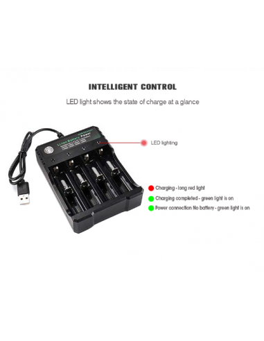 USB Plug 4X 18650 26650 Battery Charger
