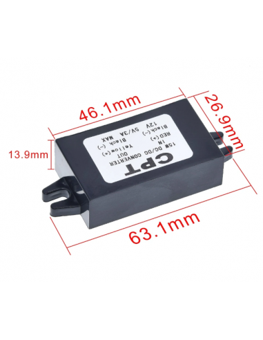 12V to DC 5V 3A 2X USB Power supply (raspberry pi / Arduino)