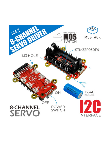 M5StickC 8-Channel Servo Driver HAT