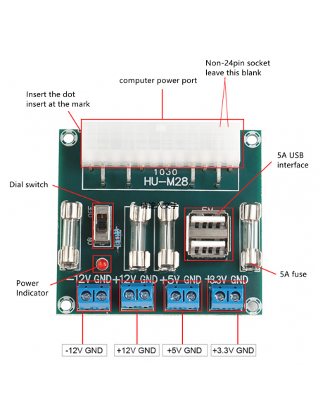 B ATX power adapter, 24-pin terminal output module