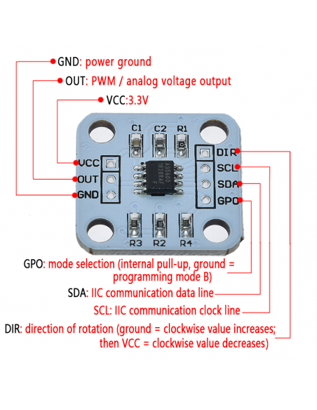 AS5600 Magnétique Codeur Magnétique Induction Angle Mesure Capteur ...
